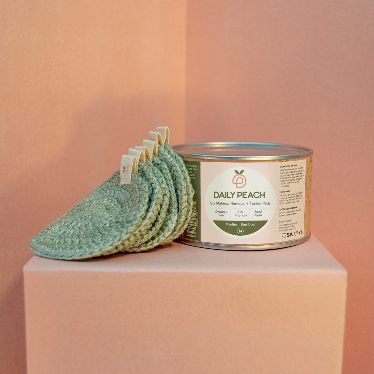 Daily Peach Reusable Bamboo Face Wipes -6 Pack - WAWO