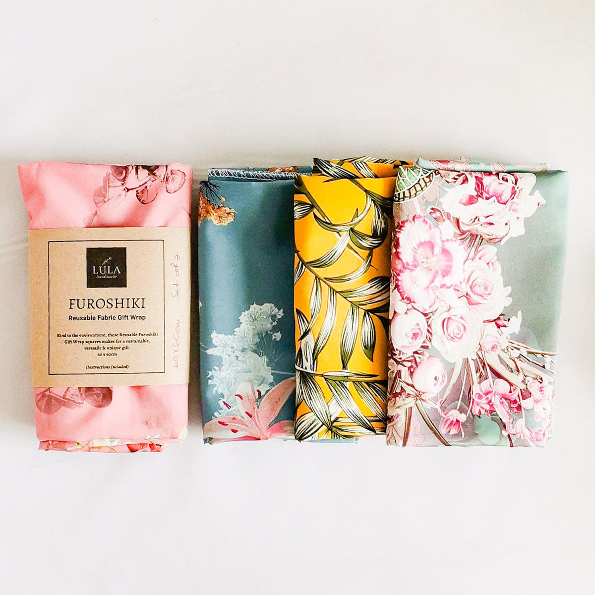 Lula Floral Furoshiki Reusable Gift Wraps (set of 2) - WAWO